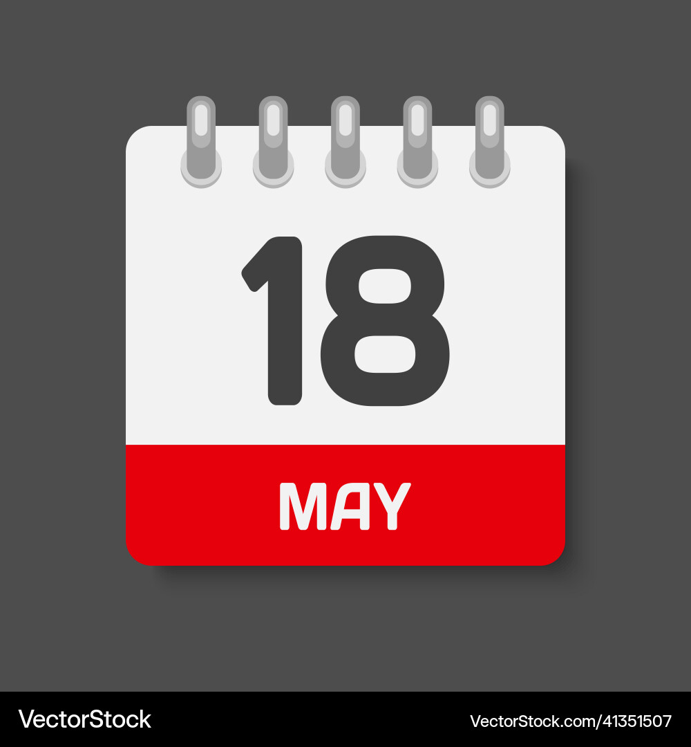 Icon day date 18 may template calendar page Vector Image