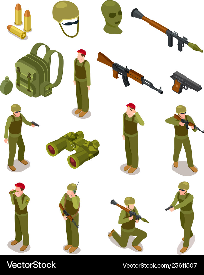 Isometric soldiers military special forces Vector Image