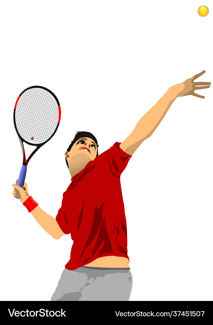 Man tennis player colored Royalty Free Vector Image
