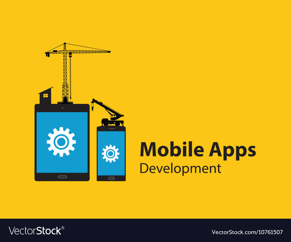 Mobile apps development concept with tab Vector Image