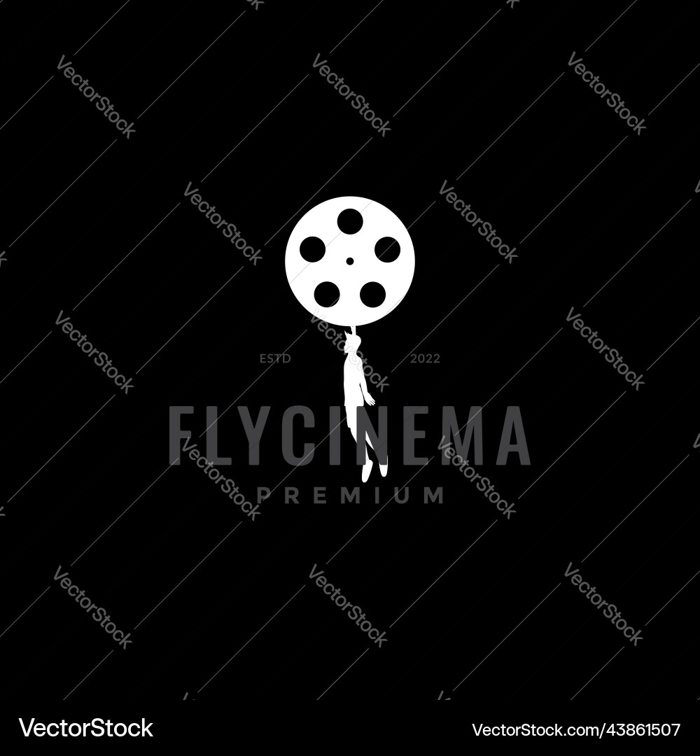 Movie balloon fly logo design Royalty Free Vector Image