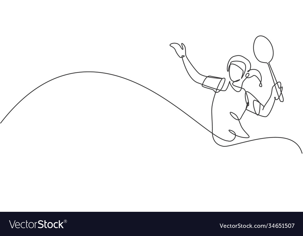 One single line drawing young energetic Royalty Free Vector
