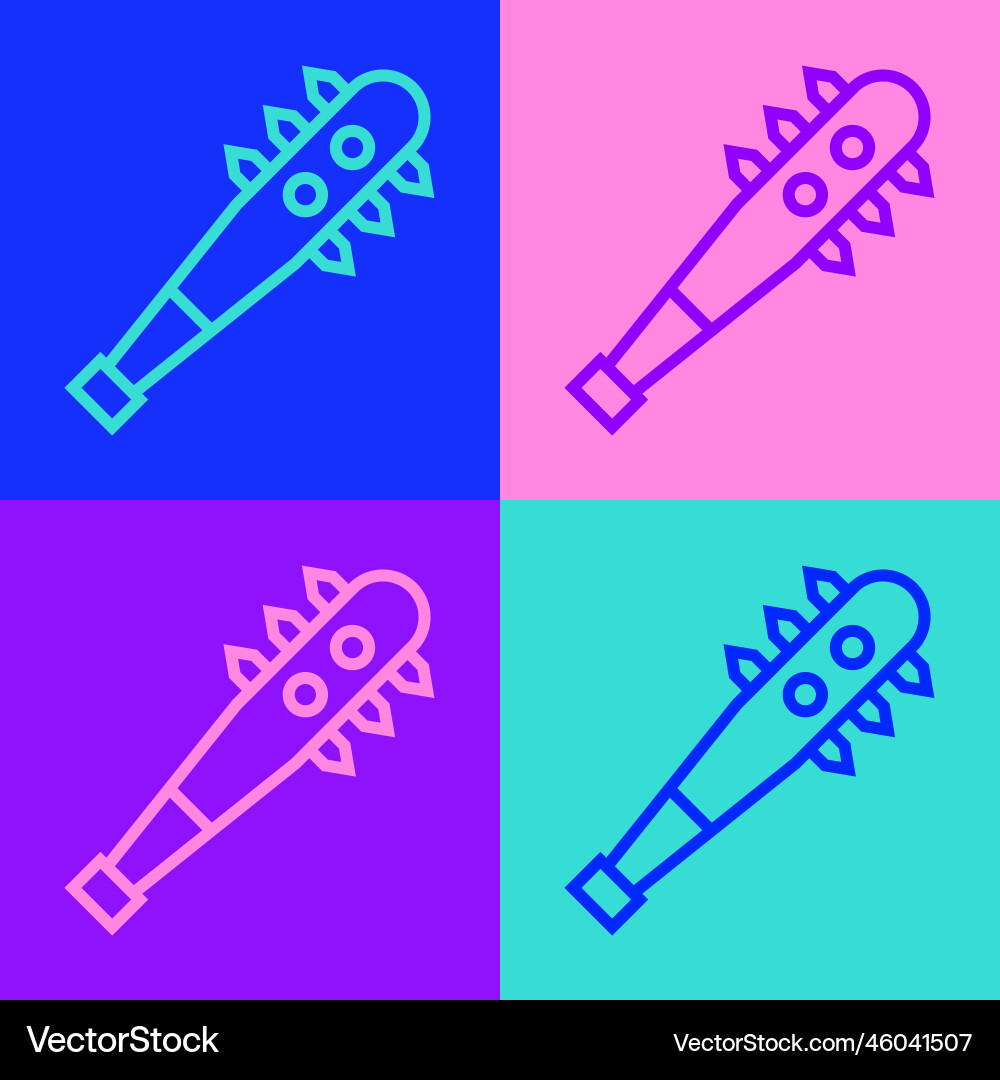 Pop art line medieval chained mace ball icon Vector Image