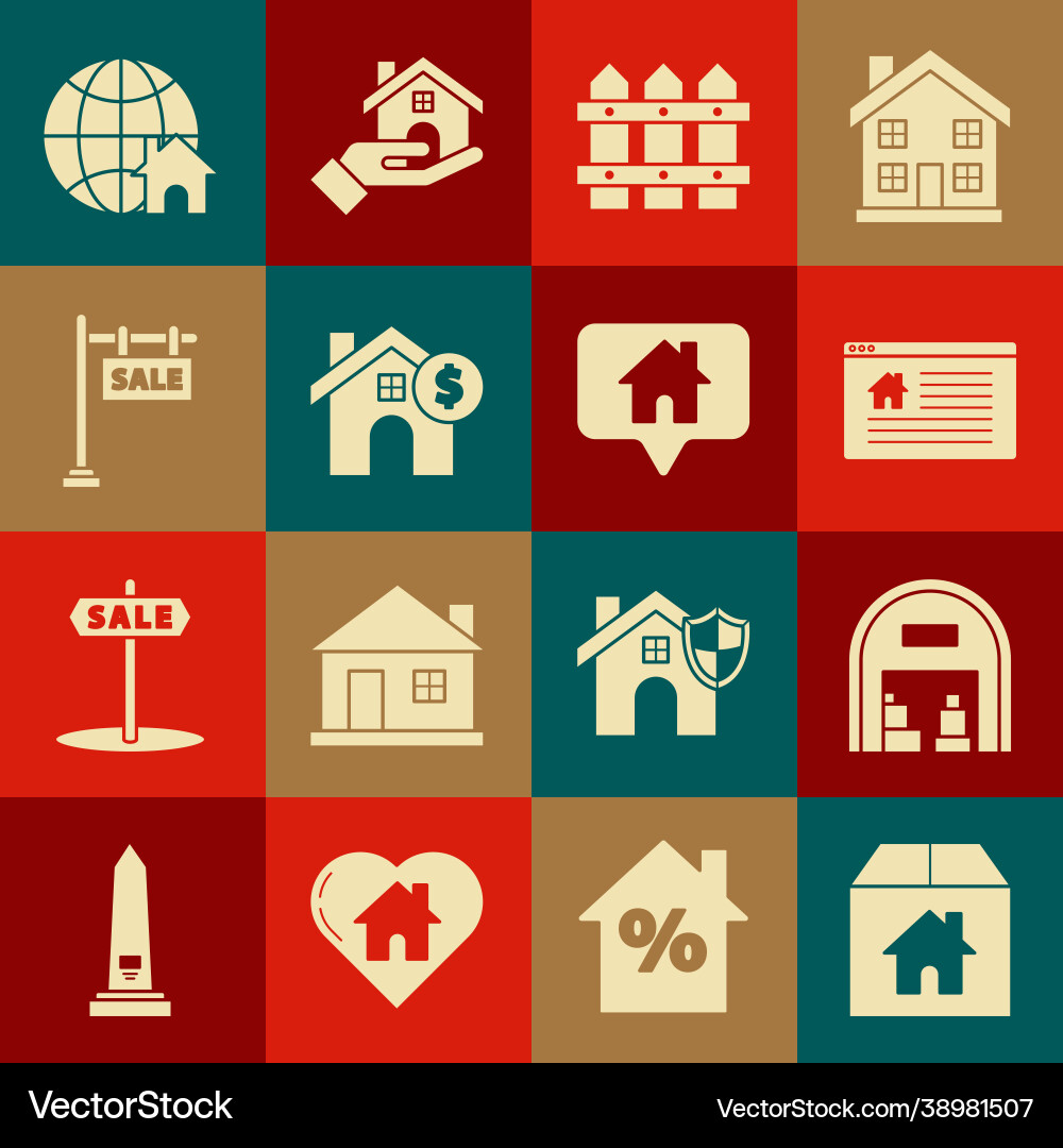 Set cardboard box with house warehouse hanging Vector Image