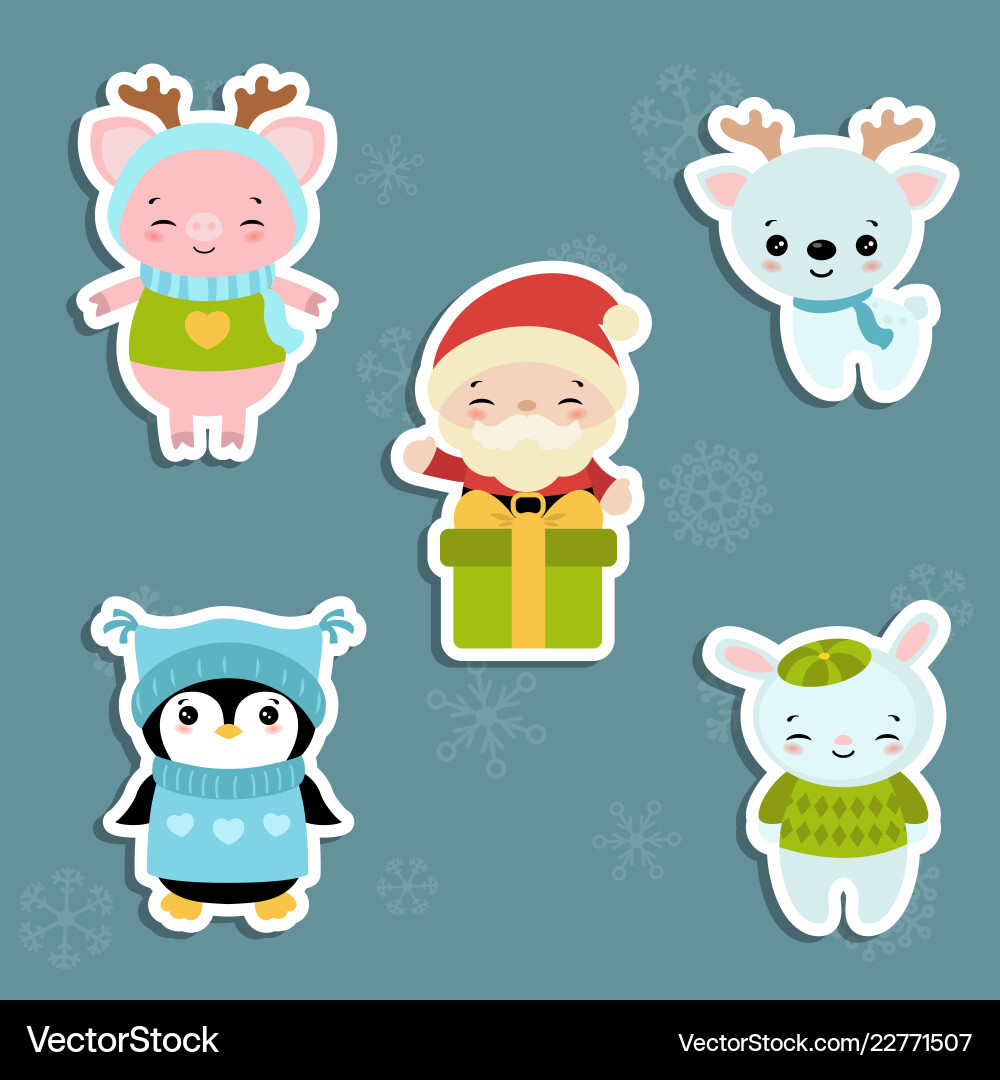 Set of christmas characters Royalty Free Vector Image