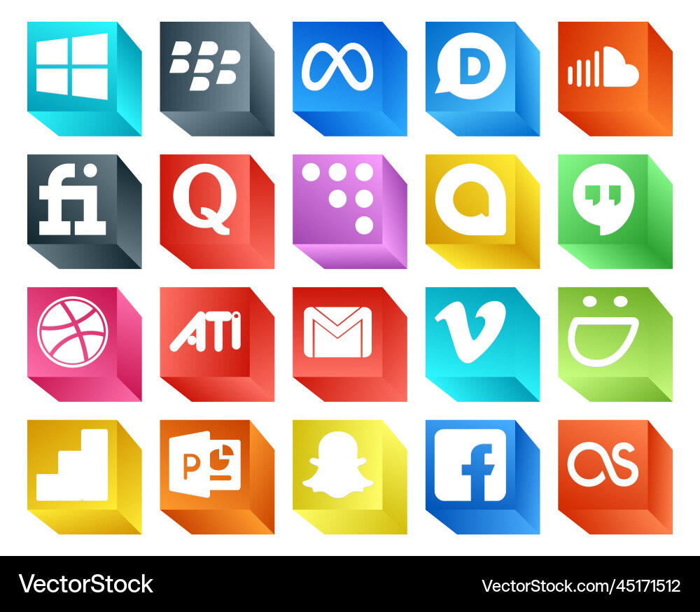20 social media icon pack including email ati Vector Image