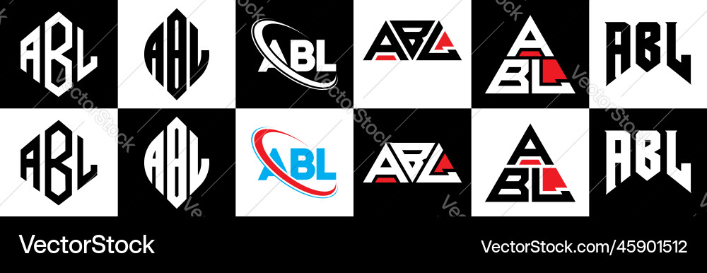 Abl letter logo design in six style polygon Vector Image
