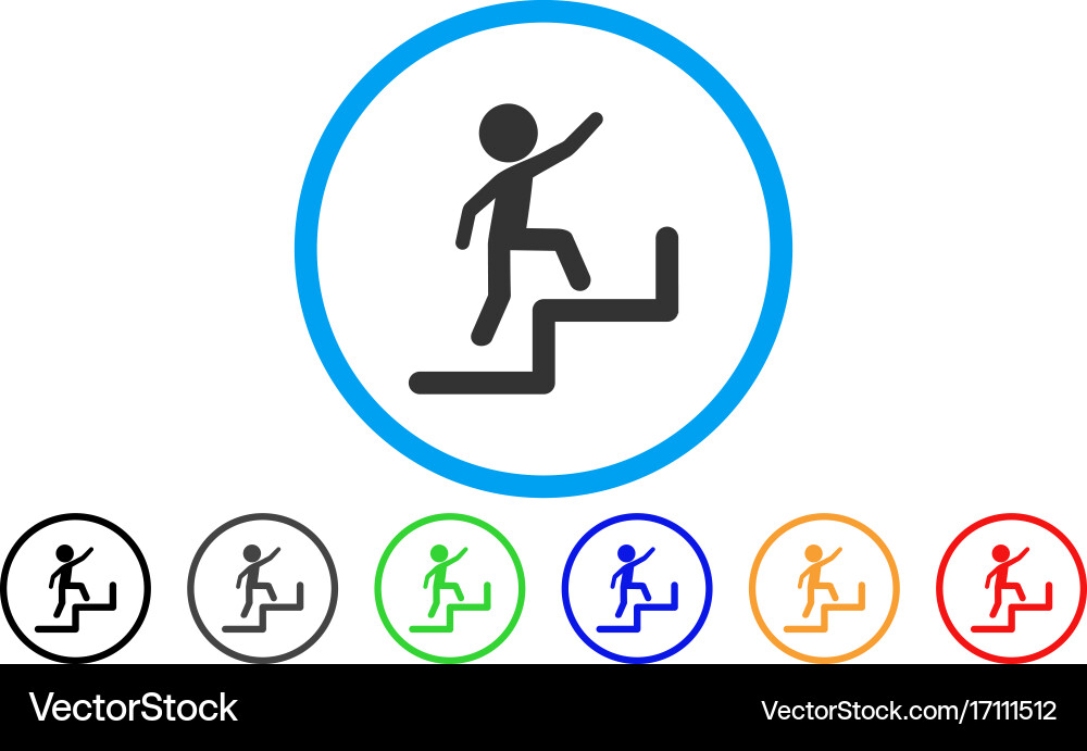 Child steps upstairs rounded icon Royalty Free Vector Image