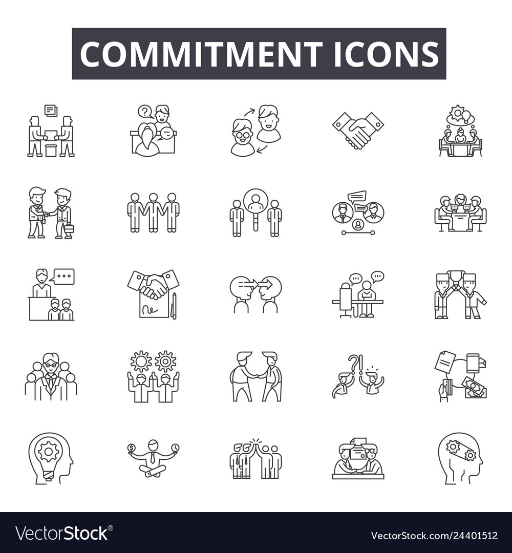 Commitment Line Icons For Web And Mobile Design Vector Image
