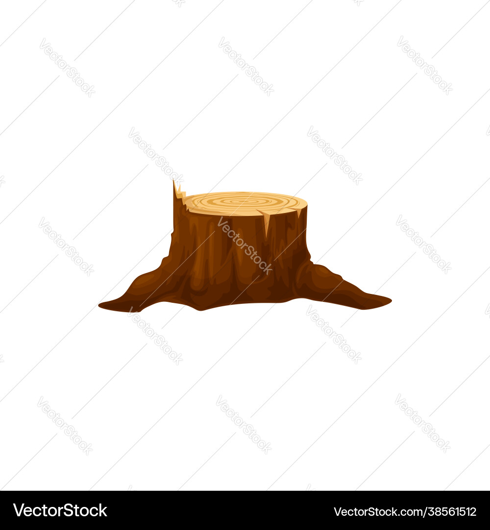 Cut wood stump isolated tree trunk icon Royalty Free Vector