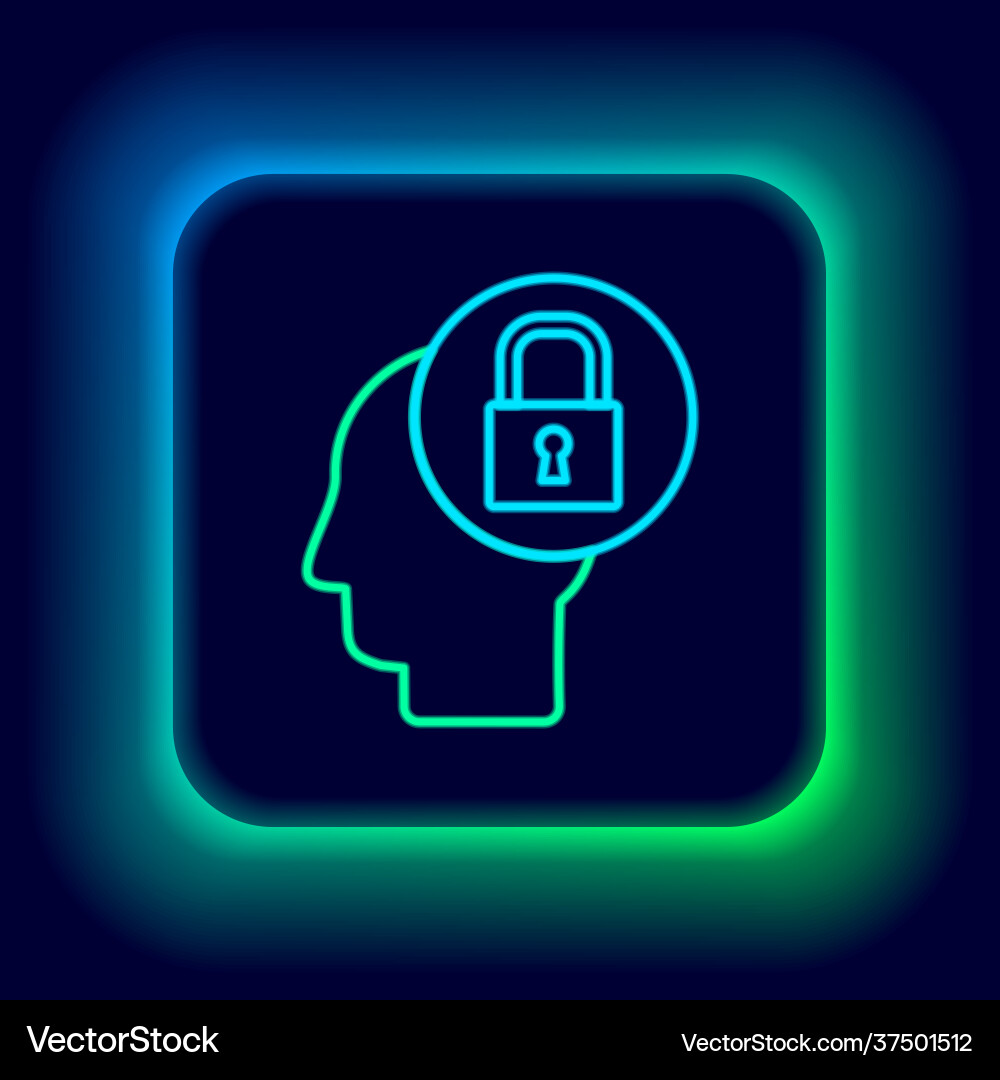 Glowing neon line human head with lock icon Vector Image