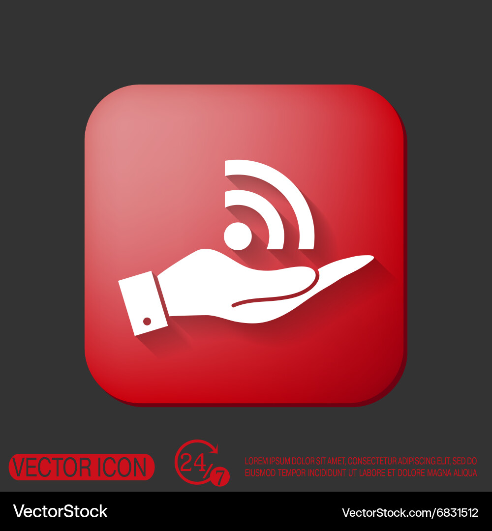 Hand holding a rss symbol character news Vector Image