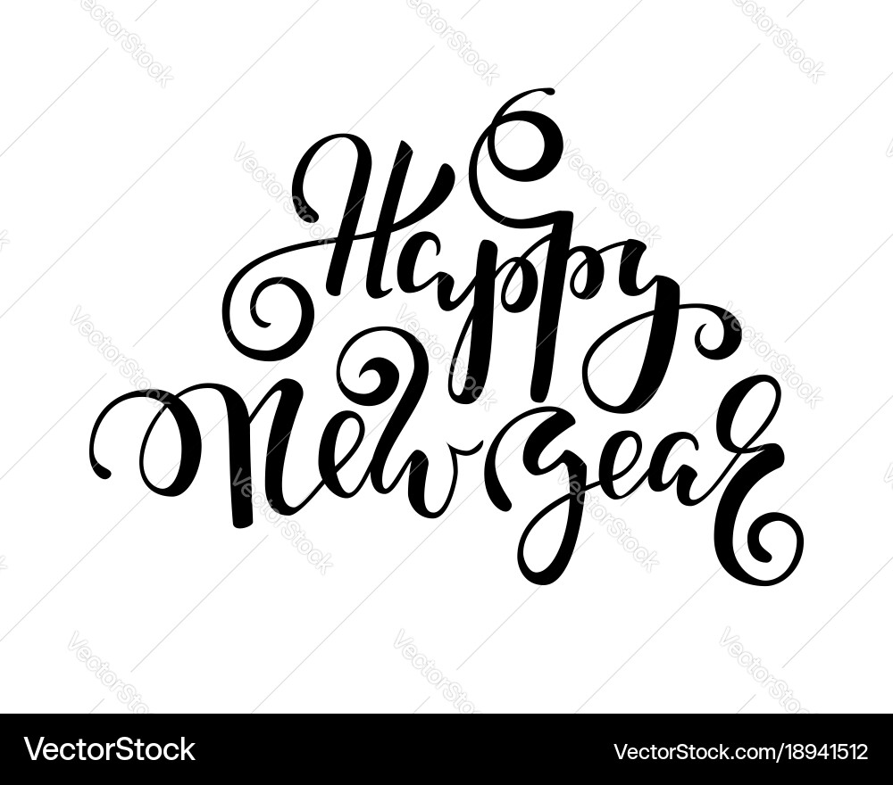 Happy new year hand drawn creative calligraphy Vector Image