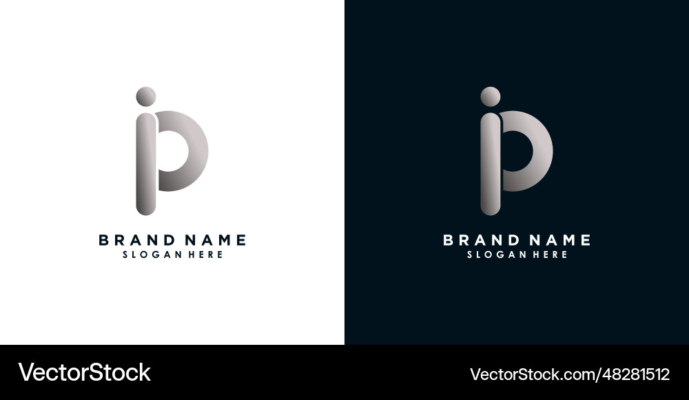 Letter i and p logo design with icon shield Vector Image