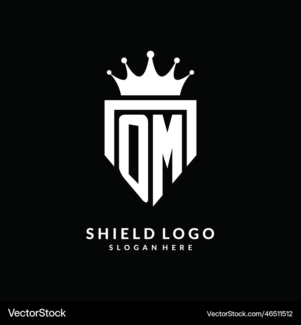 Letter om logo monogram emblem style with crown Vector Image