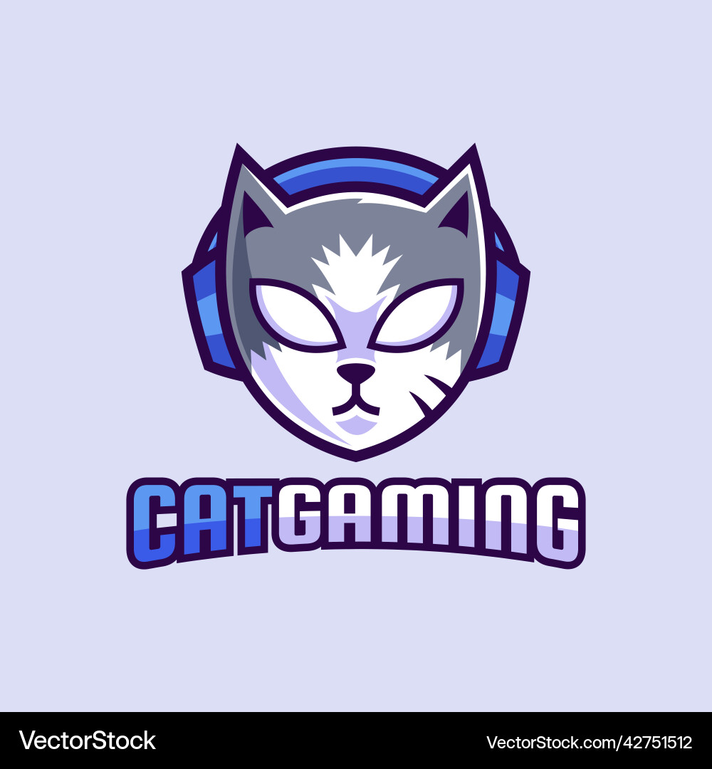 Mascot cat gaming logo design Royalty Free Vector Image