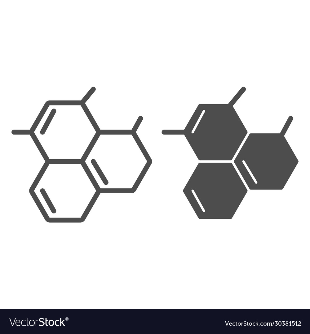 Molecular model line and glyph icon biology cell Vector Image