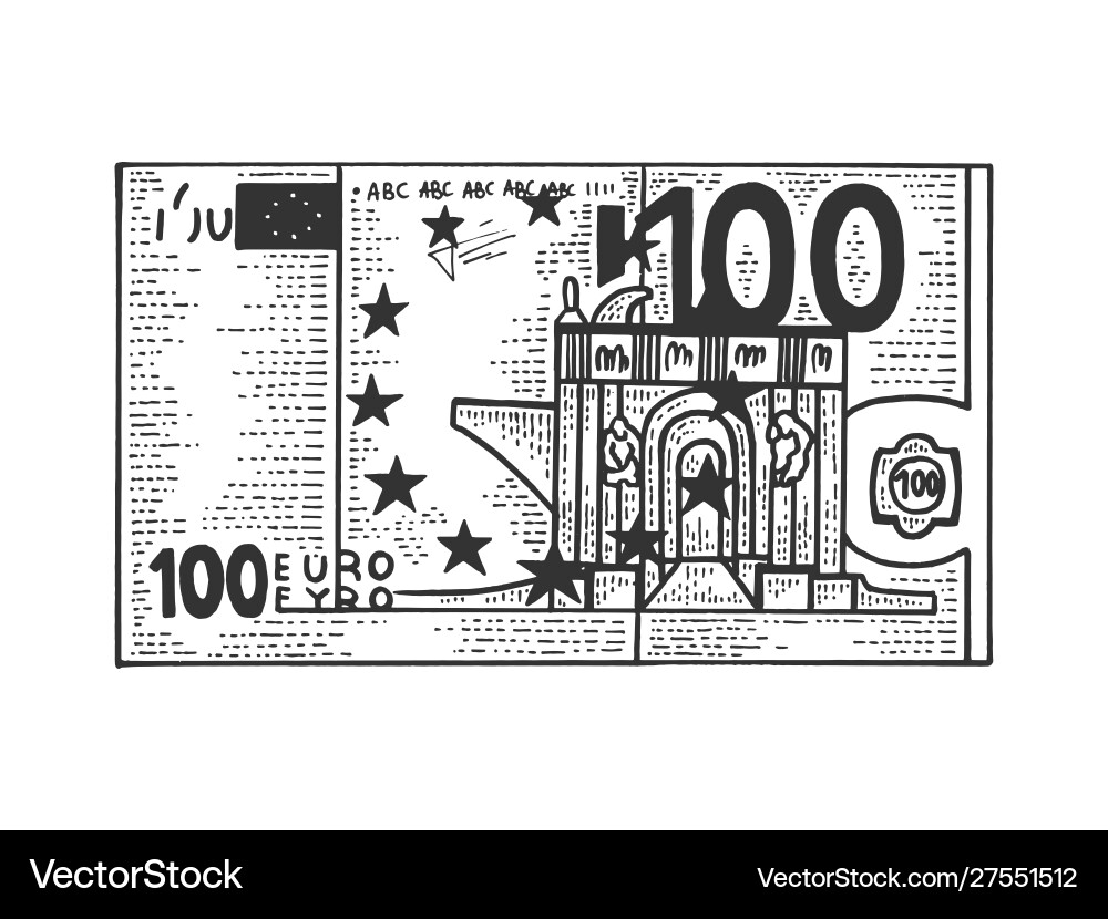 One hundred euro sketch engraving Royalty Free Vector Image