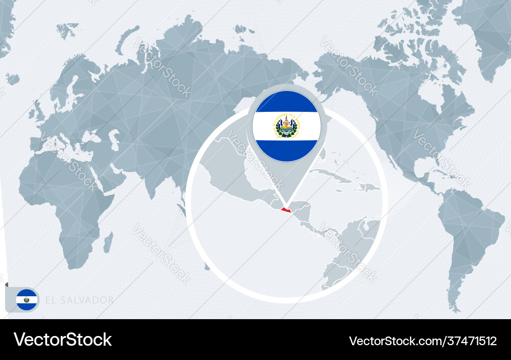 Pacific centered world map with magnified el Vector Image