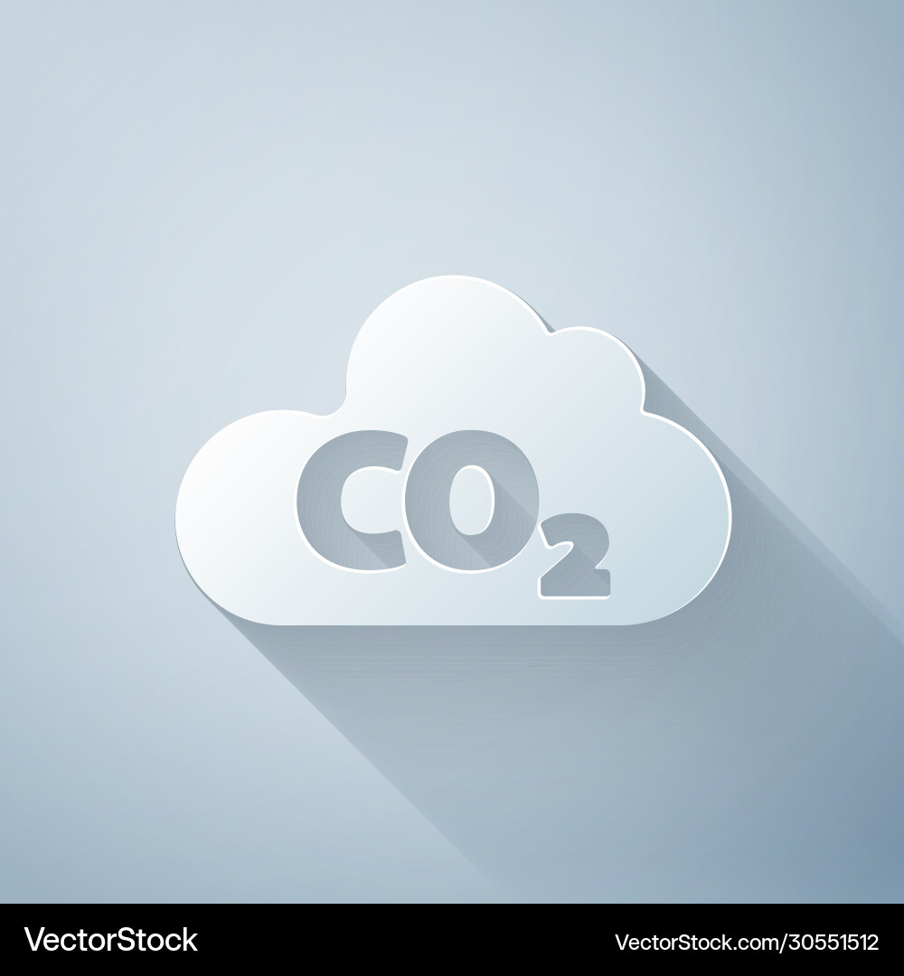 Paper cut co2 emissions in cloud icon isolated Vector Image