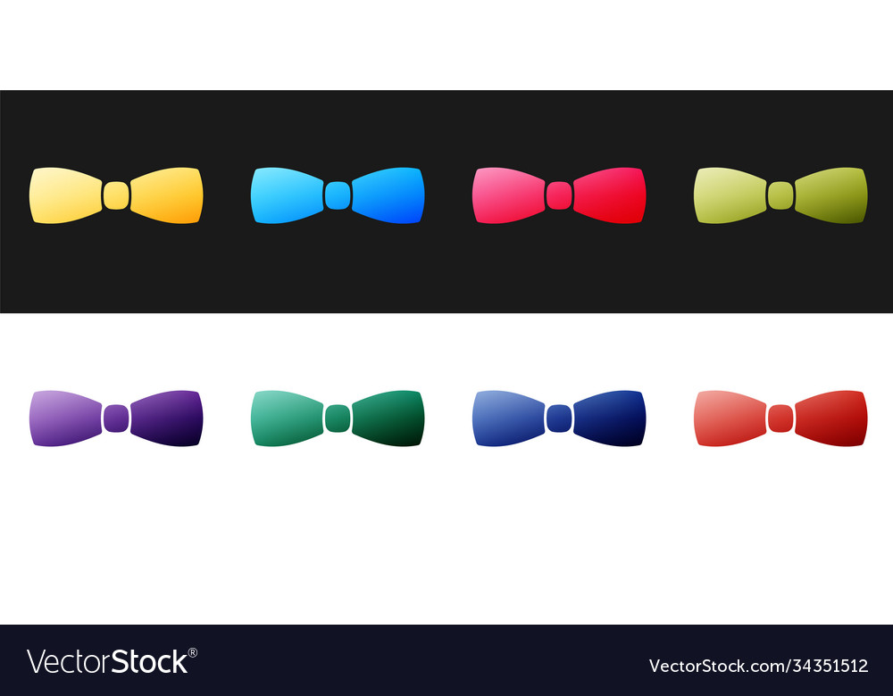 Set bow tie icon isolated on black and white Vector Image