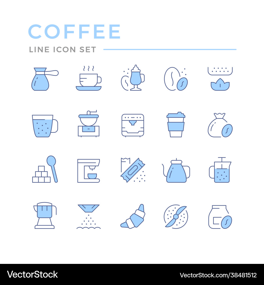 Set color line icons coffee Royalty Free Vector Image