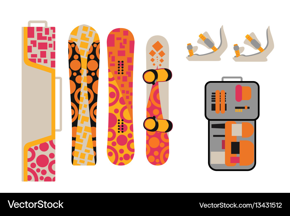 Snowboard sport boards elements Royalty Free Vector Image