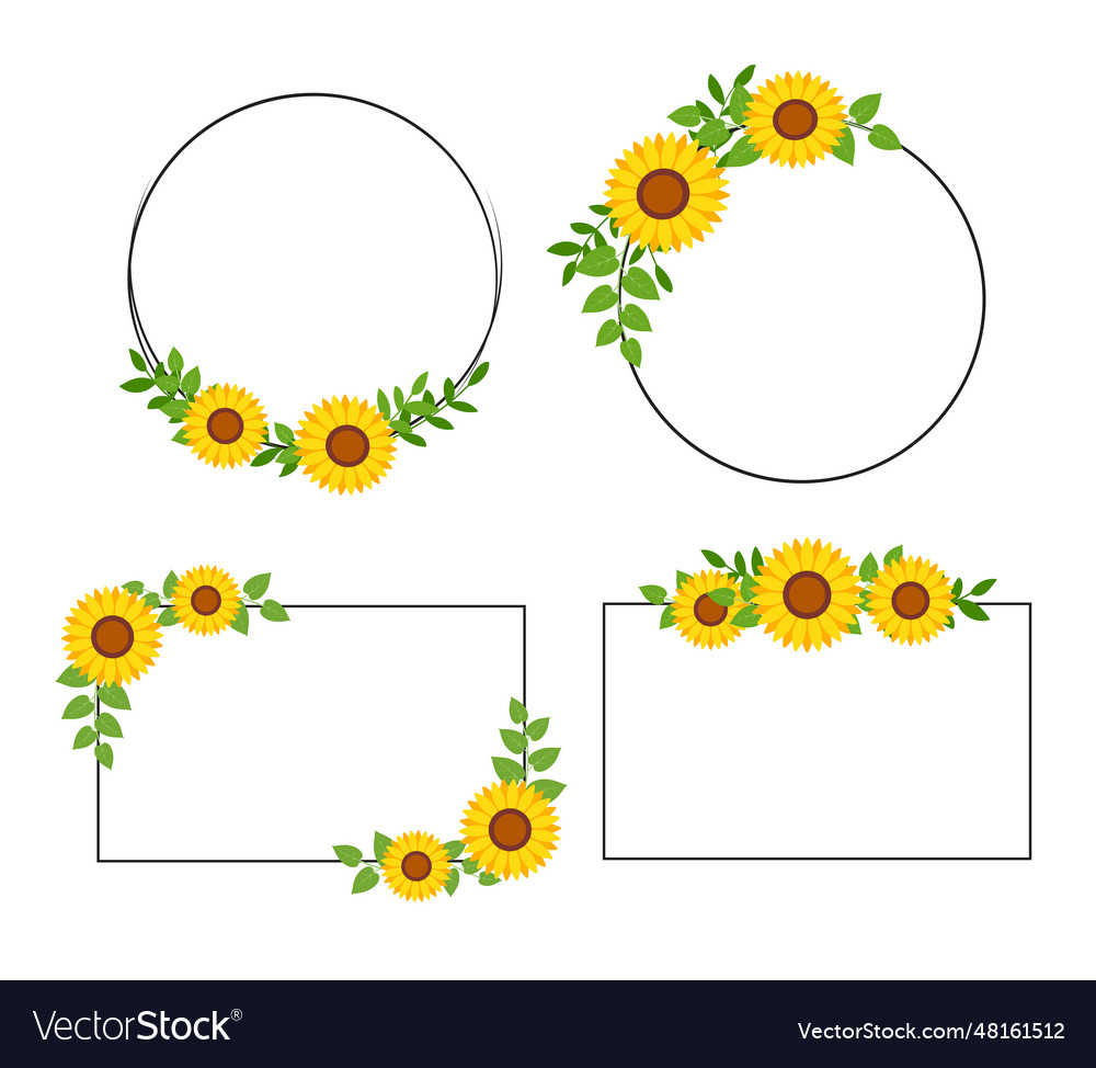 Sunflower border frame background Royalty Free Vector Image