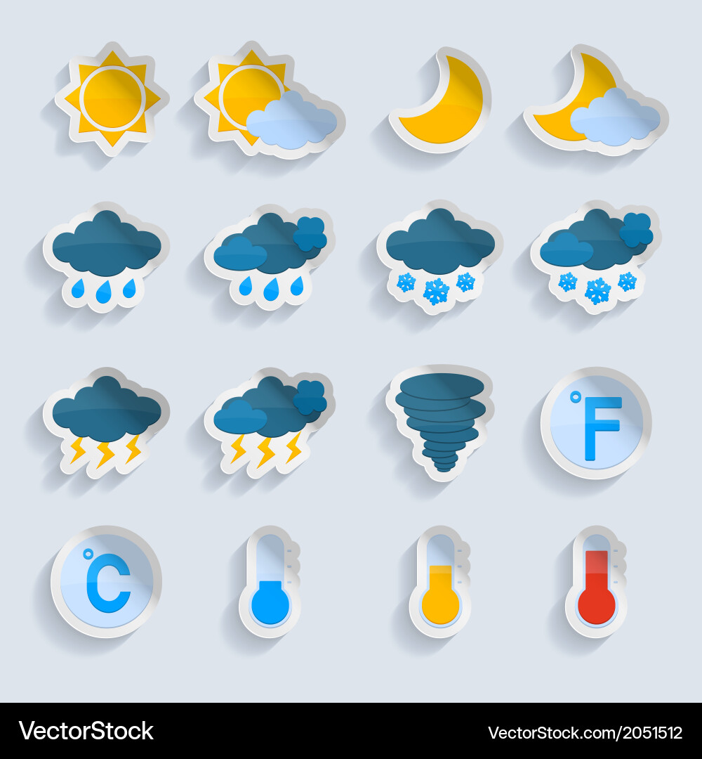Weather forecast paper set Royalty Free Vector Image