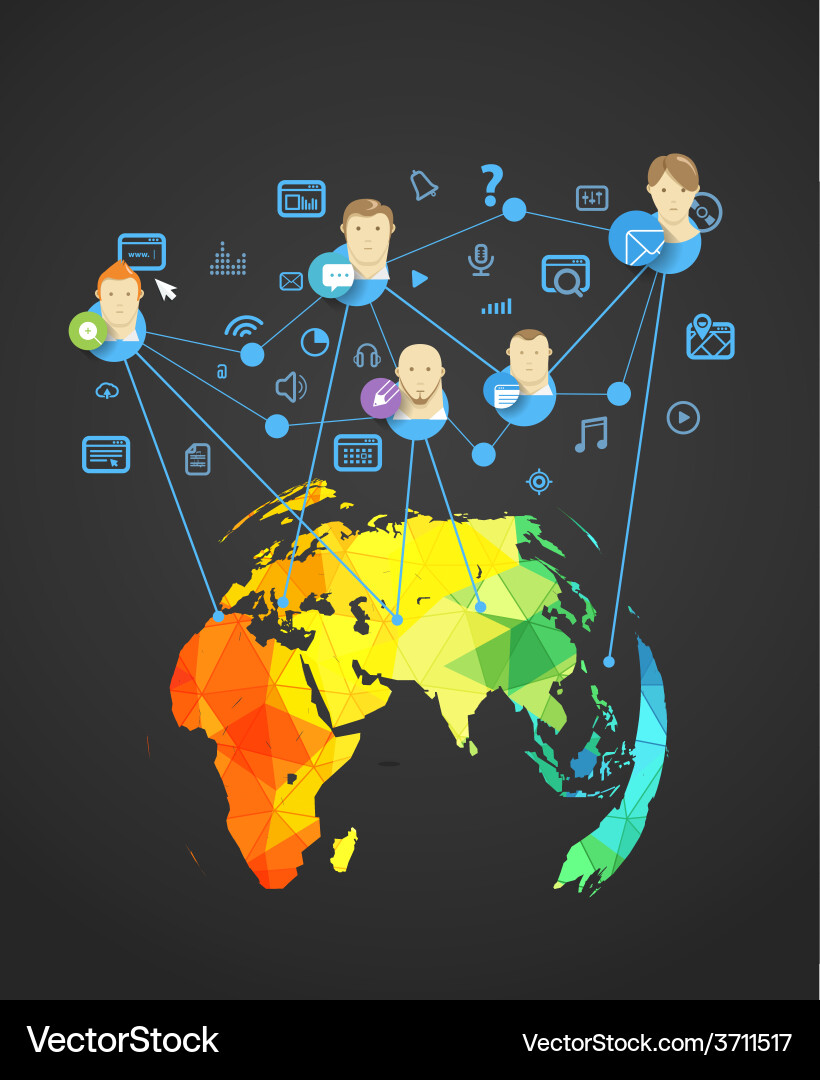 Abstract scheme of modern social network Vector Image