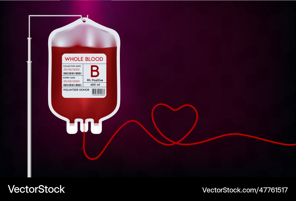 Blood bag with label different blood group b Vector Image