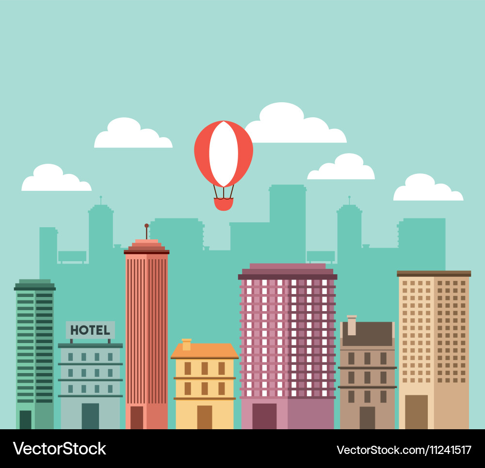 Buildings cityscape skyline icon Royalty Free Vector Image