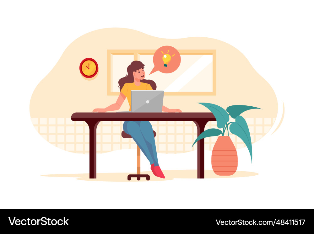 Businesswoman working on startup plan Royalty Free Vector
