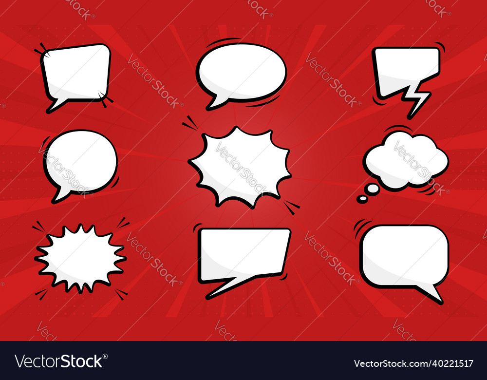 Cartoon funny speech bubbles on red pop art Vector Image
