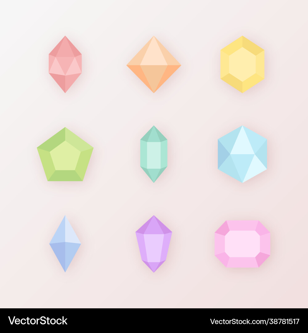 Colorful crystal stone collection Royalty Free Vector Image