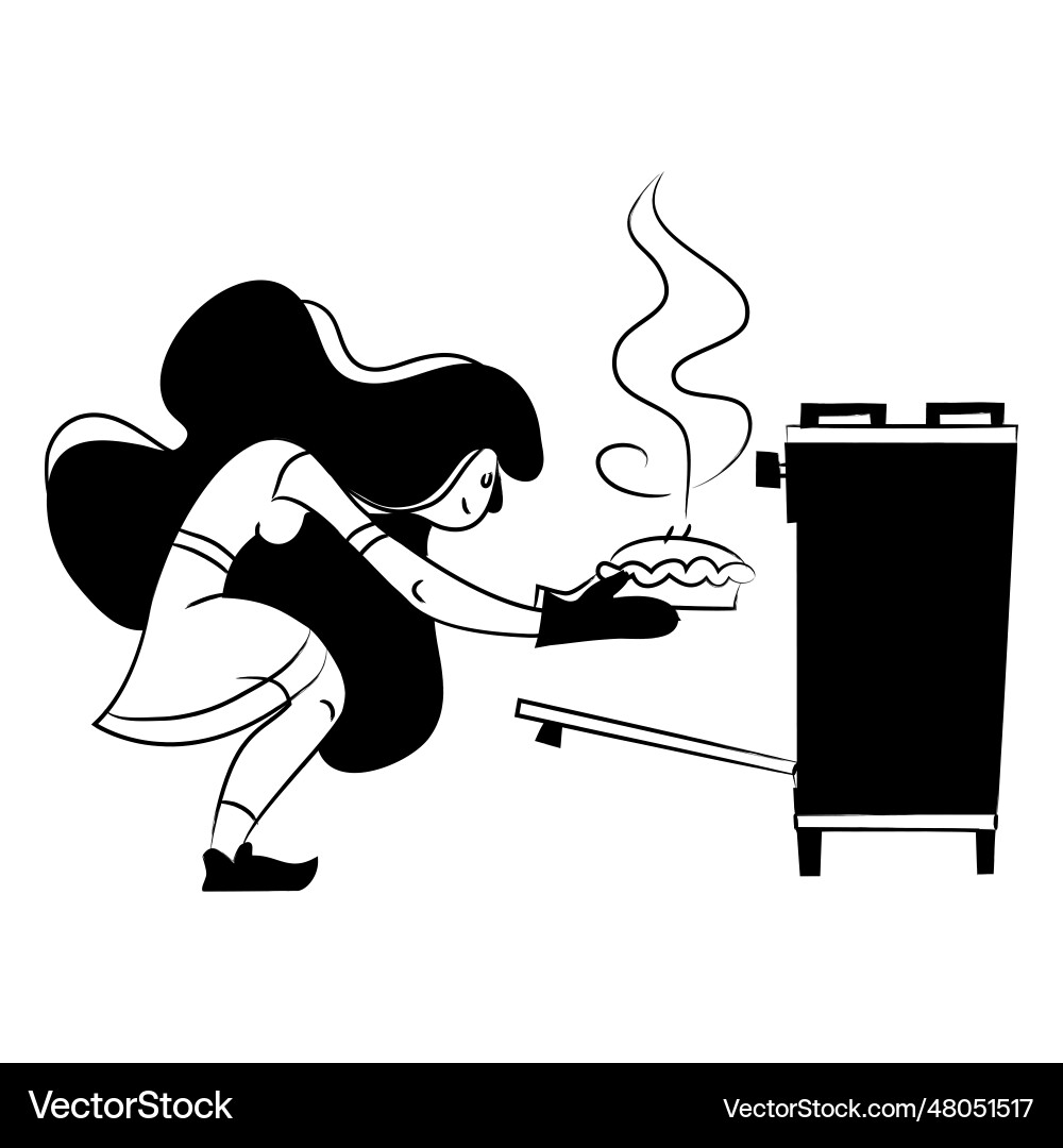 Cooking oven woman Royalty Free Vector Image - VectorStock