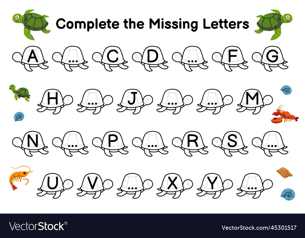 Education game for complete the missing letters Vector Image
