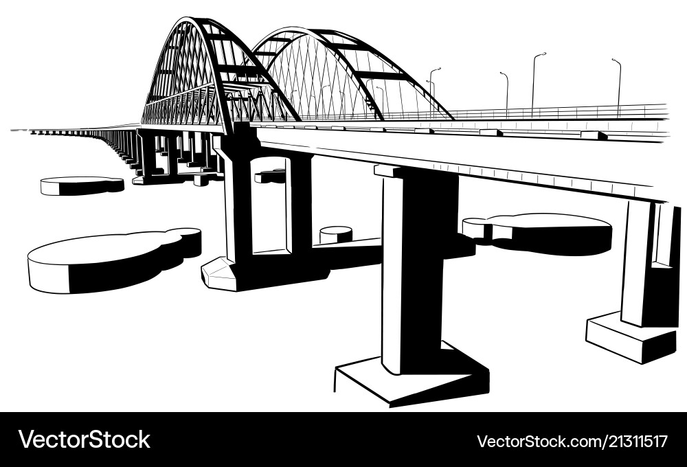 Hand drawn sketch crimean bridge Royalty Free Vector Image