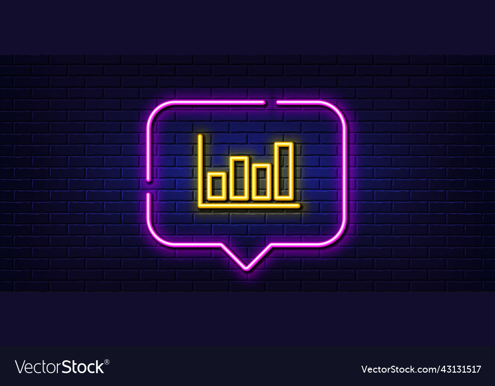 Histogram chart line icon financial graph neon Vector Image