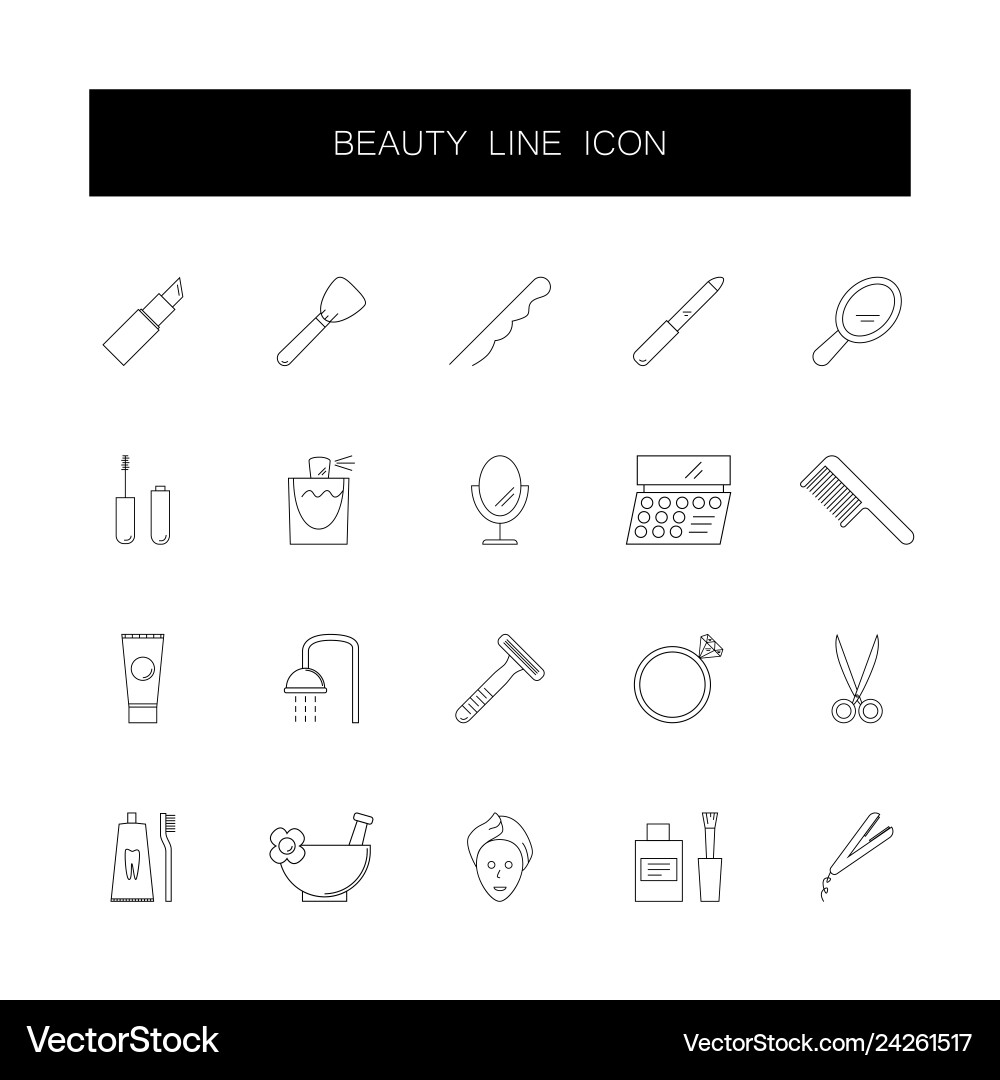 Line icons set beauty pack Royalty Free Vector Image