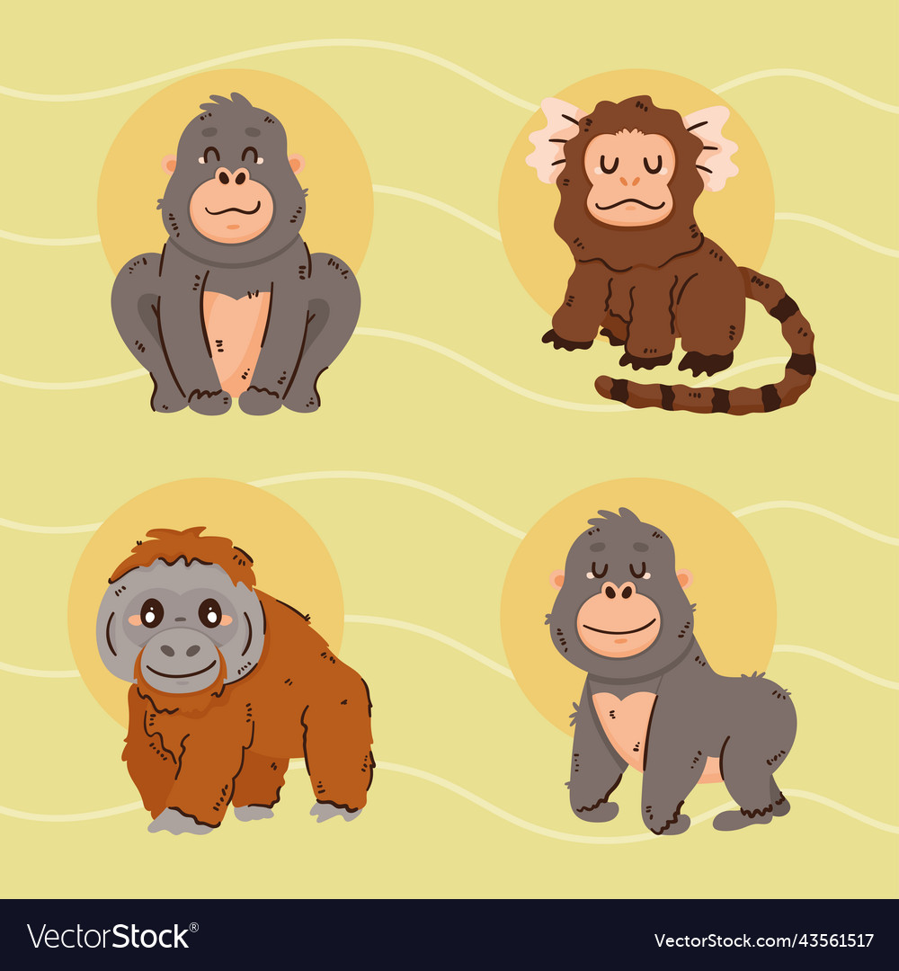 Monkeys comic characters Royalty Free Vector Image