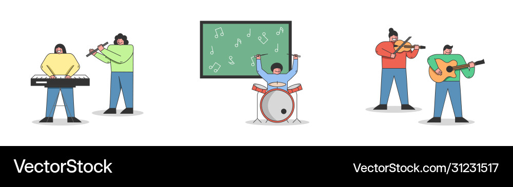 Musical education concept people are learning Vector Image