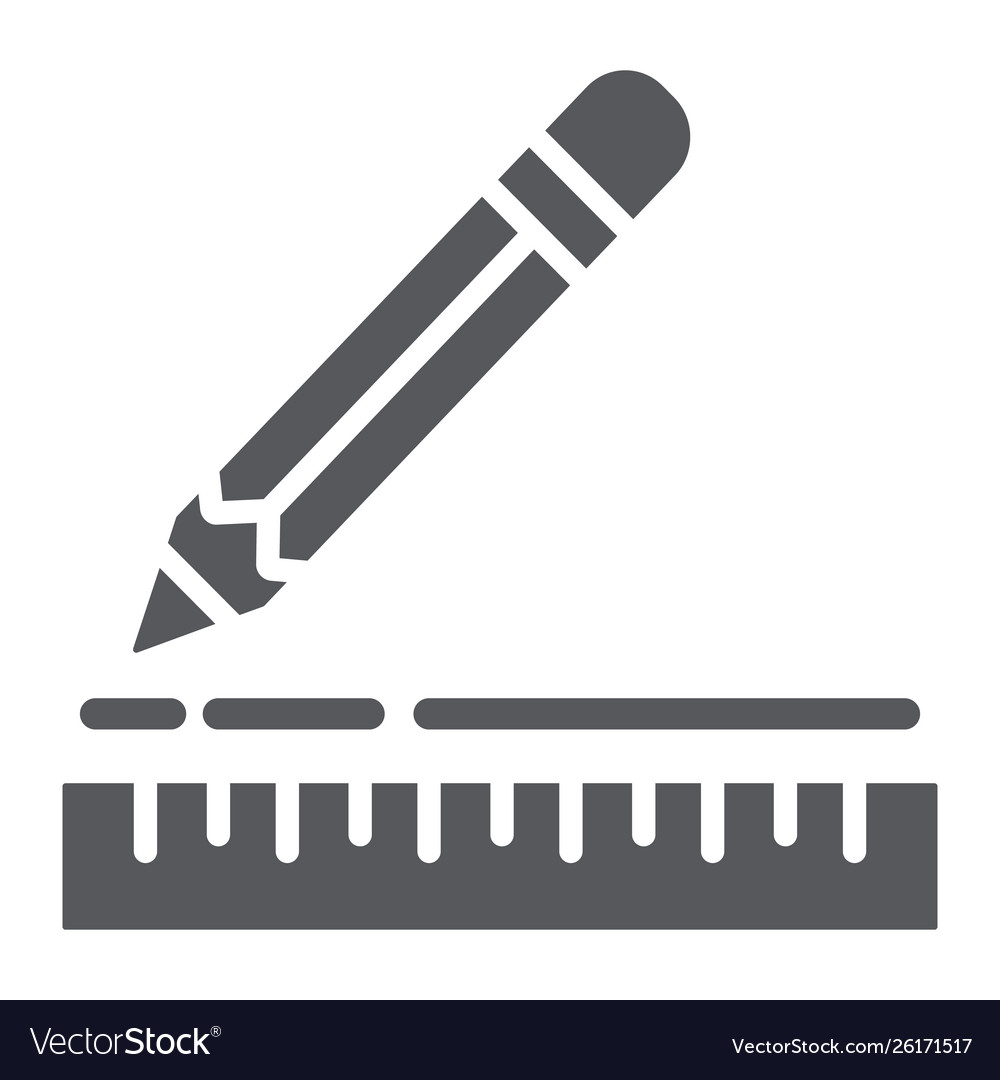 Ruler and pencil glyph icon instrument school Vector Image