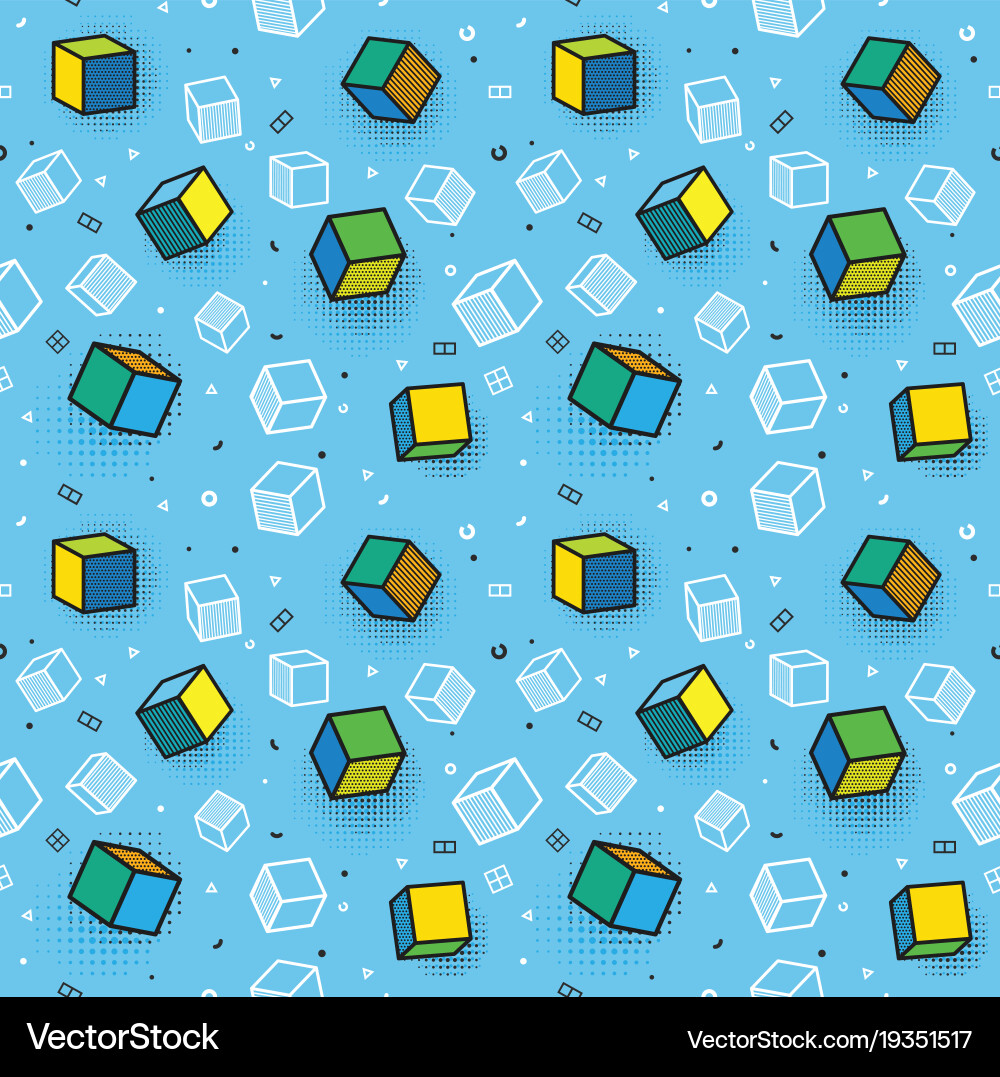 Seamless pattern colorful with 3d Royalty Free Vector Image