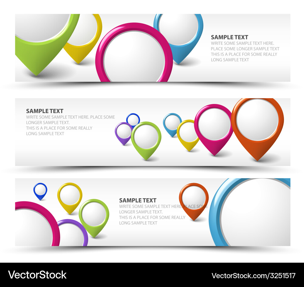 Set of map locator horizontal banners Royalty Free Vector