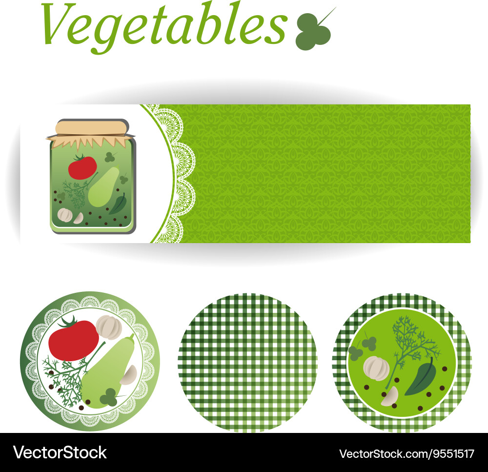 Set of rectangular and round stickers for canned Vector Image