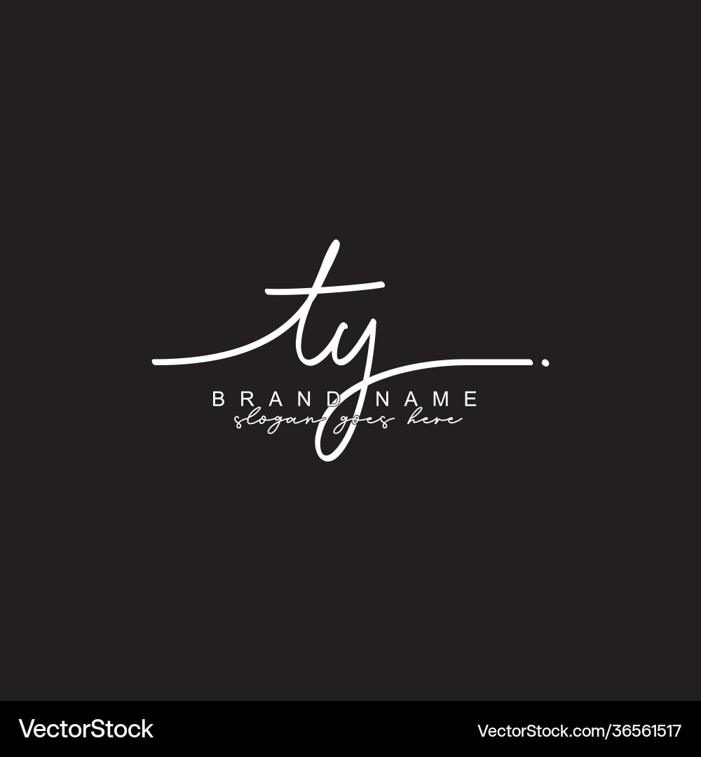 Ty initial signature logo - handwritten Royalty Free Vector