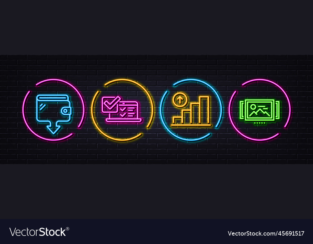Wallet online survey and graph chart minimal line Vector Image