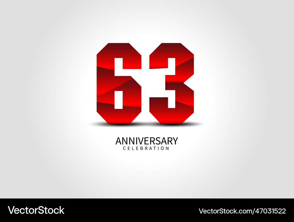 63 year anniversary celebration logo red Vector Image