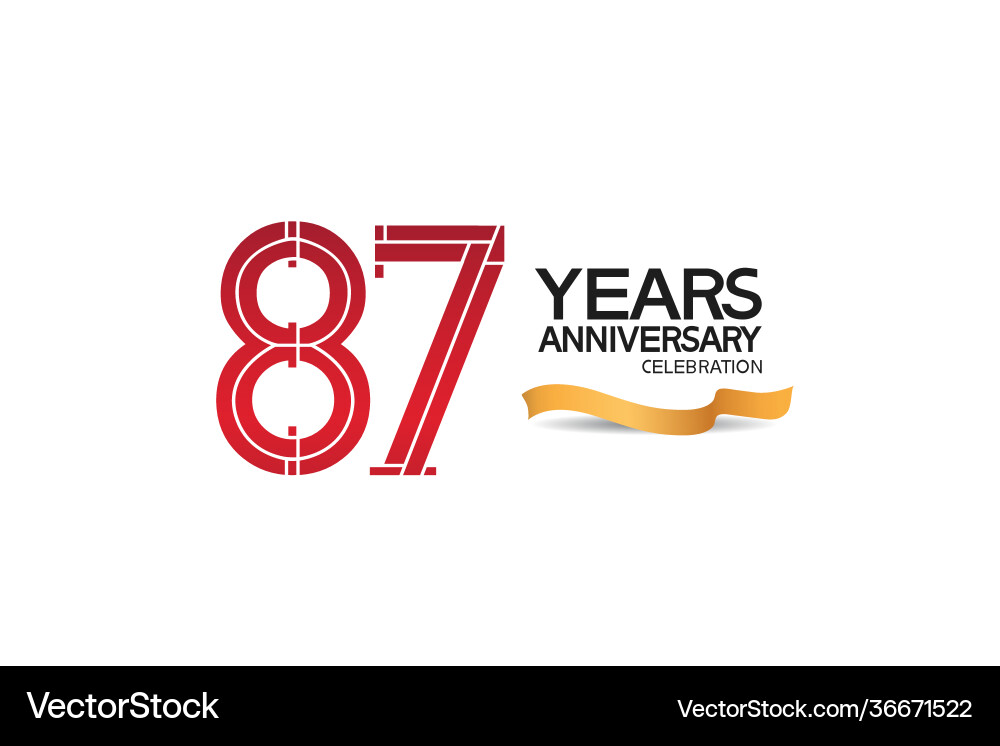 87 years anniversary template with red color Vector Image